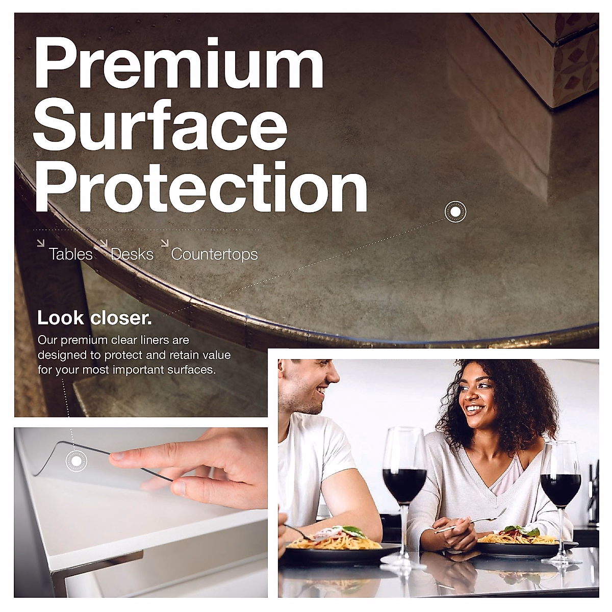 ExactMade - Clear Table Protector, USA Made, Safe, 14 x 24 Inch, 2mm Thick Ultra Clear Smooth Vinyl, Small Clear Desk Mat for Office Desk Top, Clear Desk Blotter Pad for Writing Desk