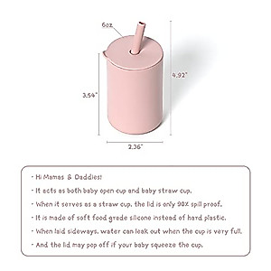 JOYIT Silicone Baby Open Cup with Straw, Baby Toddlers Open Cup 6 oz, Training and Learning Tumbler Cup (Princess-Beige)