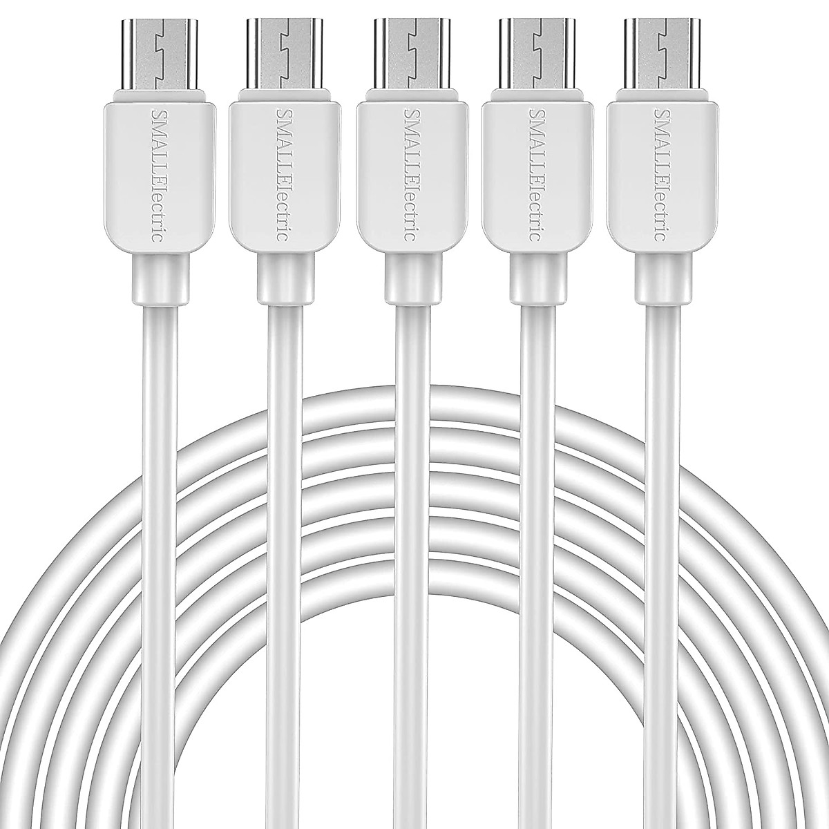 SMALLElectric Micro USB Cable (5-Pack, 10FT) Android Charger, Micro USB Charger Cable Long Android Phone Charger Cord for Samsung Galaxy S7 S6 Edge J7 S5,Note 5 4,LG 4 K40 K20,MP3,Kindle,Tablet,White
