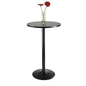 Winsome Obsidian Pub Table Round Black Mdf Top with Black Leg And Base - 23.7-Inch Top, 39.76-Inch Height, Pack of 1