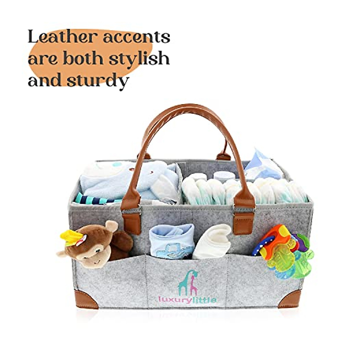 luxury little Extra Large Baby Diaper Caddy Organizer, Portable Car Caddy, Changing Table Organizer for Diapers, Wipes & Toys, Newborn Baby Boy & Girl Essentials, Collapsible Baby Basket