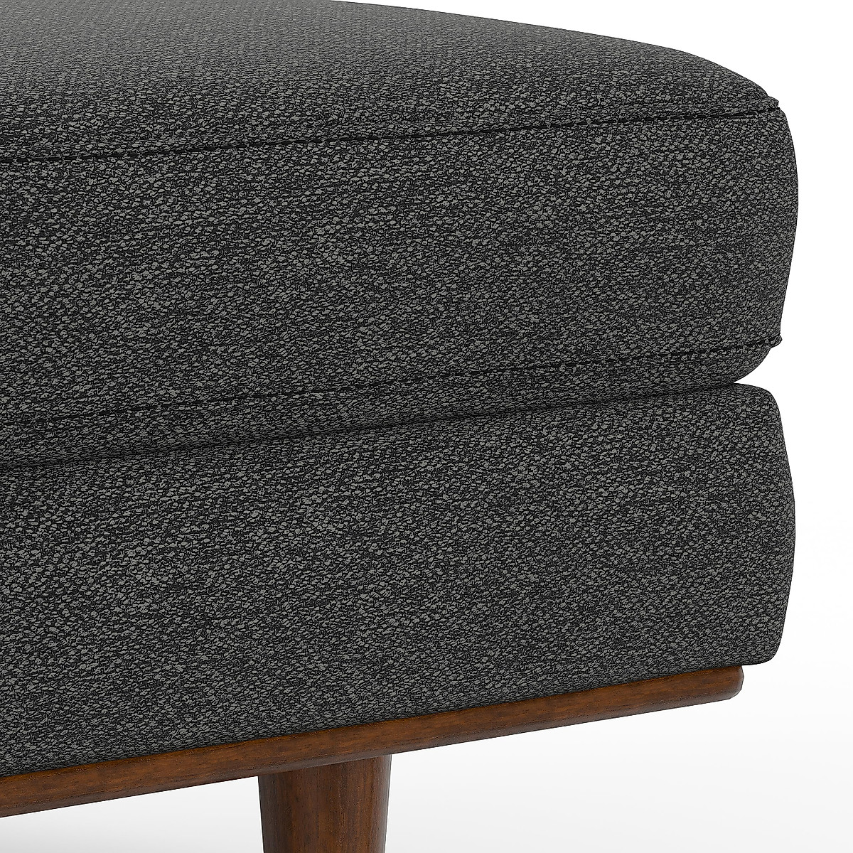 SIMPLIHOME Morrison 33 inch Wide Mid-Century Modern Ottoman in Charcoal Grey Woven-Blend Fabric, Assembled, for the Living Room, Entryway and Family Room