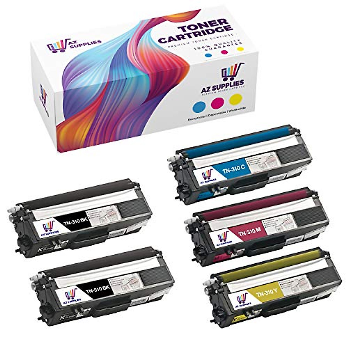 AZ SUPPLIES Compatible Toner Cartridge Replacement for Brother TN310 DCP-9050CDN 9055CDN 9270CDN HL-4140CN 4150CDN 4570CDW 4570CDWT MFC-9460CDN 9465CDN 9560CDW (2xBlack Magenta Yellow Cyan - 5 Packs)