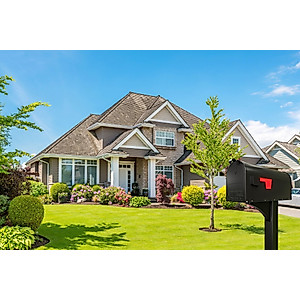 Mailboxes for Outside Post Mount with Durable Aluminium Flag - Medium Capacity, Black, Galvanized Steel - 6.92 in. W x 8.87in. H x 20.05 in. L - Metal Mailbox