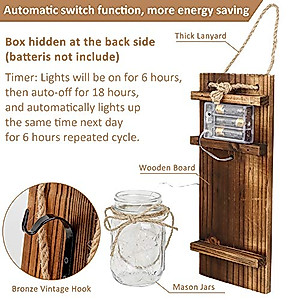 AerWo Sunflower Mason Jar Sconces Wall Decor Set of 2, Upgraded Hanging Sunflower Wall Decor with Remote LED Fairy Lights Rustic Wall Sconces for Farmhouse Kitchen Decorations Wall Home Decor