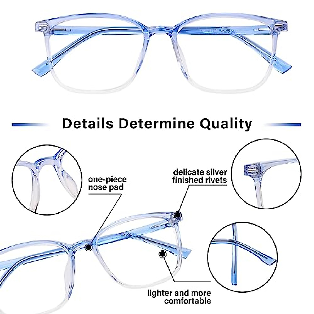 FONHCOO Blue Light Blocking Glasses Women Men TR90 Fashion Round Frame Transparent Eyewear Anti UV Glare Computer Blue light Glasses for Women Men