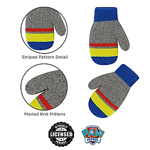 Nickelodeon Boys Toddler Winter, Scarf Paw Patrol Marshall Hat, Scarves & Kids Gloves Sets, Gray Mittens, Ages 2-4 and Ages 4-7