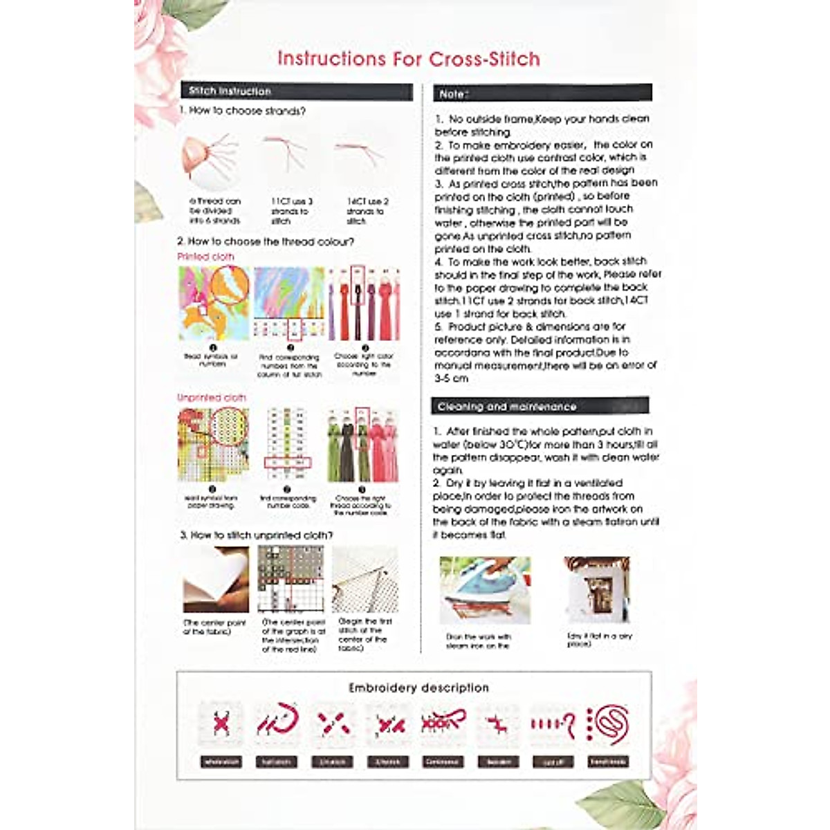 Gnome Stamped Cross Stitch Kits - Spring Flower Mushroom Counted Cross Stitch Kits for Beginners Adults Needlepoint Cross-Stitch Patterns Dimensions Needlecrafts Embroidery Kits Arts and Crafts