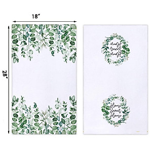 Watercolor Eucalyptus Leaves Home Sweet Home Kitchen Dish Towel 18 x 28 Inch, Summer Greenery Tea Towels Dish Cloth for Cooking Baking Set of 2