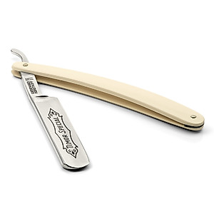 Timor Straight Razor, Carbon Steel Blade 5/8", Ivory Plastic Handle | Handcrafted in Solingen (Germany)