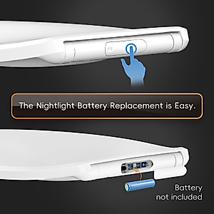 AQUATIZ Elongated Toilet seat with Buit-in Night Light,Oval Toilet Seat with Soft Slow Close,Oblong Toilet Seat Plastic Replacement