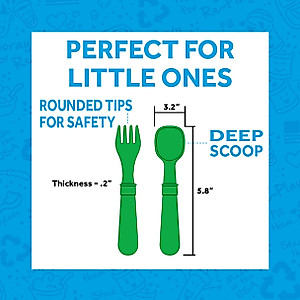 Re-Play Made in USA Toddler Dinnerware Set - No-Spill Sippy Cup, 7" Divided Plate, Rounded Tip Fork and Deep Scoop Spoon - Dishwasher/Microwave Safe Plastic Dinnerware Set - Pink