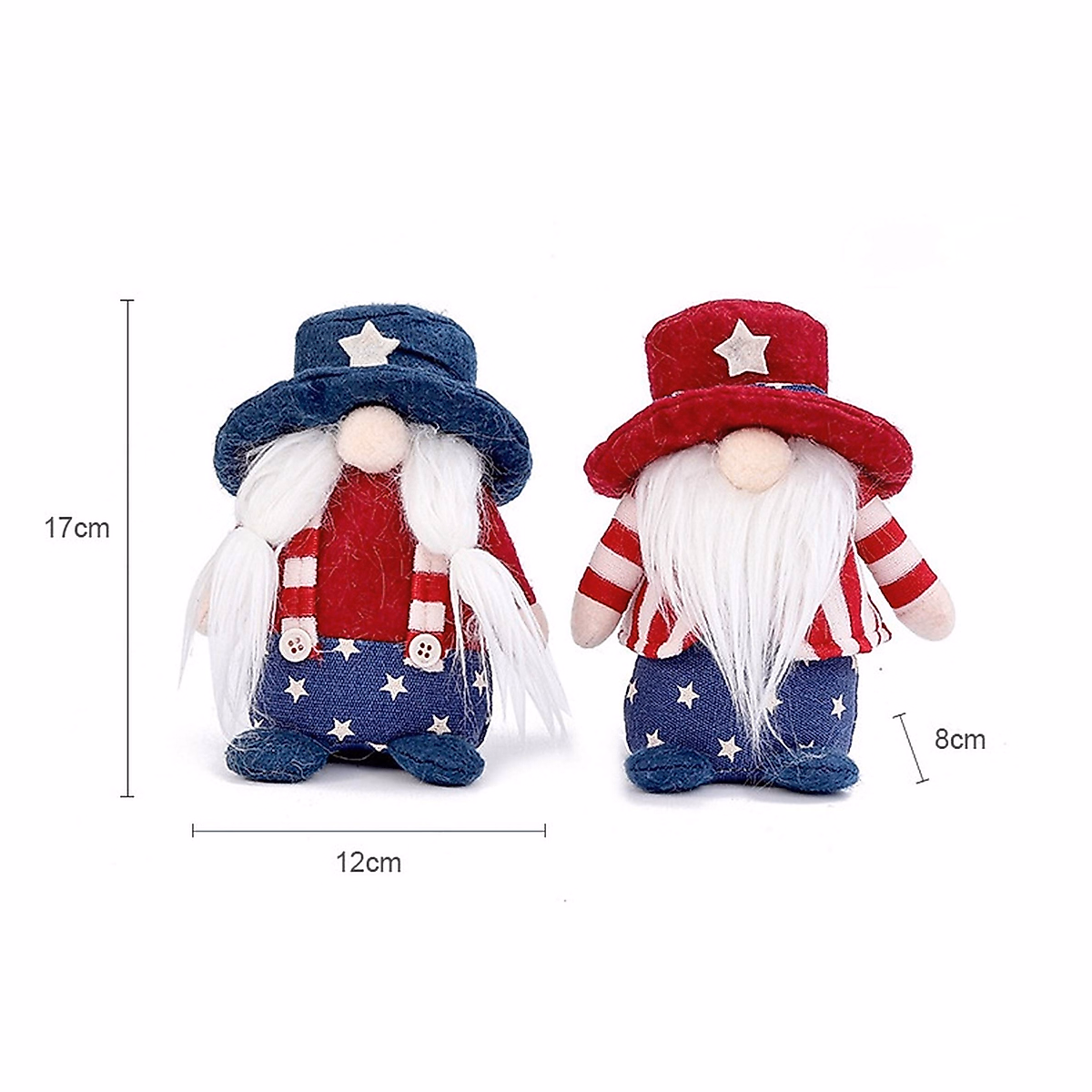 KEAIDO July 4th Gnome Independence Day Hanging Ornament Set of 2, Patriotic Gnome USA Stars and Stripes American Flag Plush Faceless Doll Veterans Day Memorial Day Gift Uncle Sam Tomte Elf Home Decor