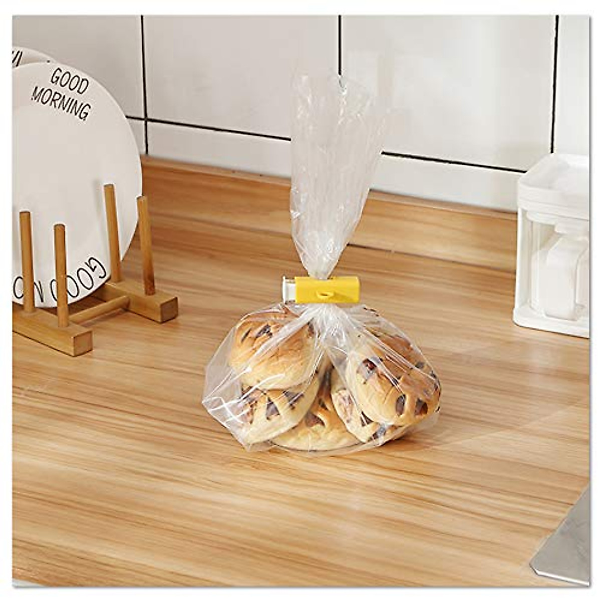 EIKS 6pcs Bag Clips Snap Twist Tie Replacement for Food Fruit Bread Bag Cinch Easy Squeeze & Lock