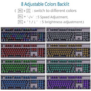 K97 RGB Backlit Mechanical Keyboard Full 104-Key Red Switches | N-Key Roll-Over Anti-Ghosting Gaming Keyboard