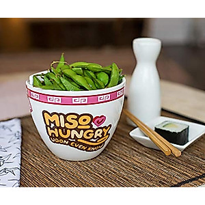 Toynk Miso Hungry Japanese Ceramic Dinner Set | 16-Ounce Ramen Bowl and Chopsticks Set