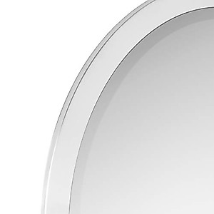 Head West Brushed Nickel Stainless Steel Oval Metal Framed Mirror for Bathroom Sink, Living Room, Vanity - 23" x 29"