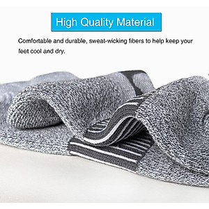 APTYID Women's Ankle Socks Athletic Cushioned Running, Size 6-9, Grey, 6 Pairs