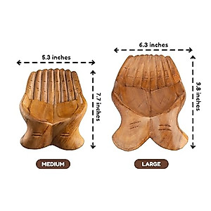 Curawood Carved Hands Offering Bowl - Showcase Your Healing Stones - Crystal Holder for Stones - Key Bowl - Crystal Storage Tray - Decorative Hand Bowl for Rock Display - Crystal Shelf Display Stand
