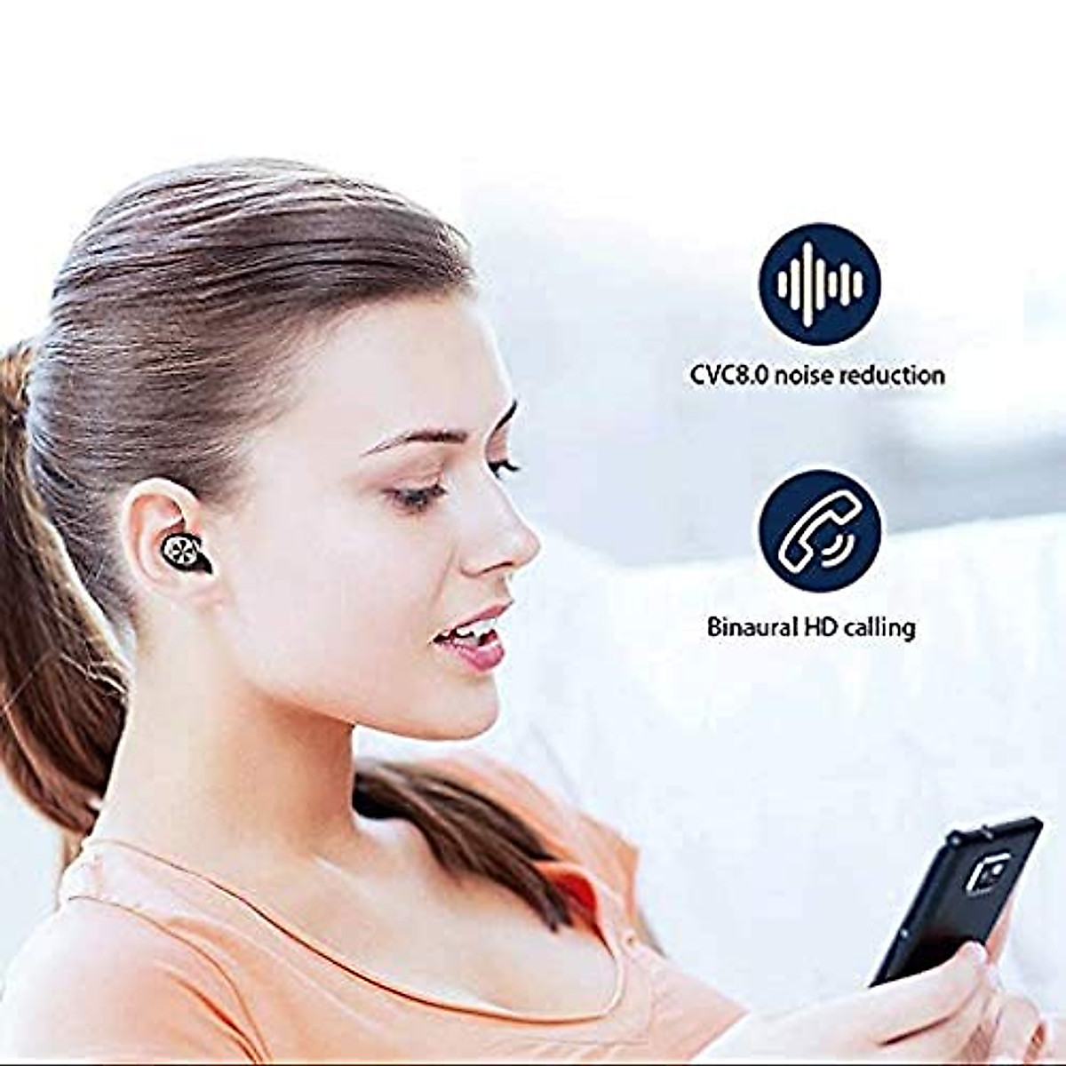 TBIIEXFL Headset Touch Function with Charging Box Stereo Headphones in-Ear Built-in Microphone Headphones Sports Subwoofer