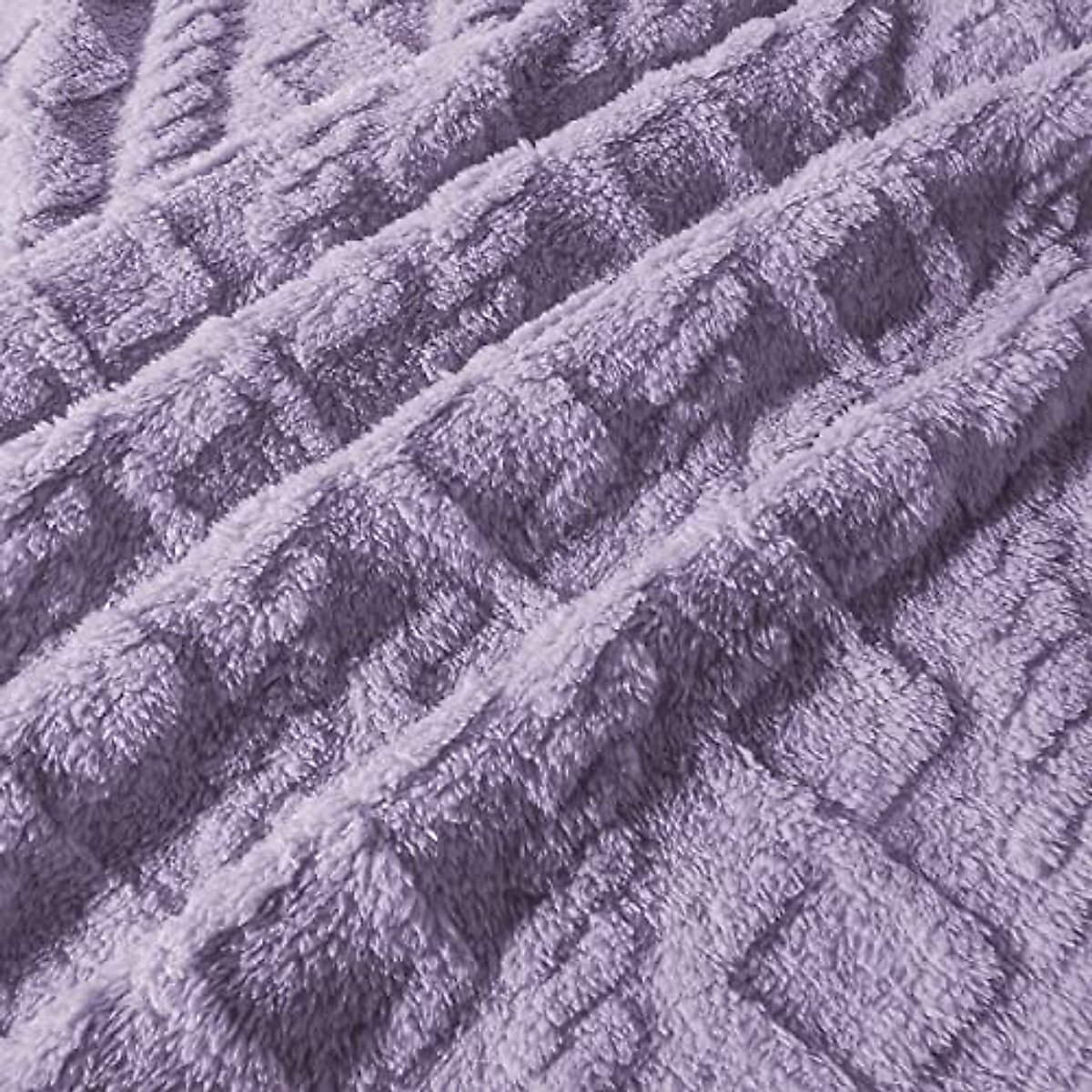 Whale Flotilla Jacquard Fuzzy Fleece Fluffy Bed Blanket Queen Size(90x90 Inch), Velvet Microfiber Bedspread, Warm and Soft Bed Blanket for All Season, Lilac