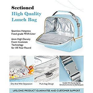 GLORIEROO Large Lunch Bag Women - 2 Tier Vegan Leather Insulated Leakproof Waterproof Lunch Box Cooler with Removable Strap for Work Travel Picnics Teacher Mothers Day Christmas Gifts for Women