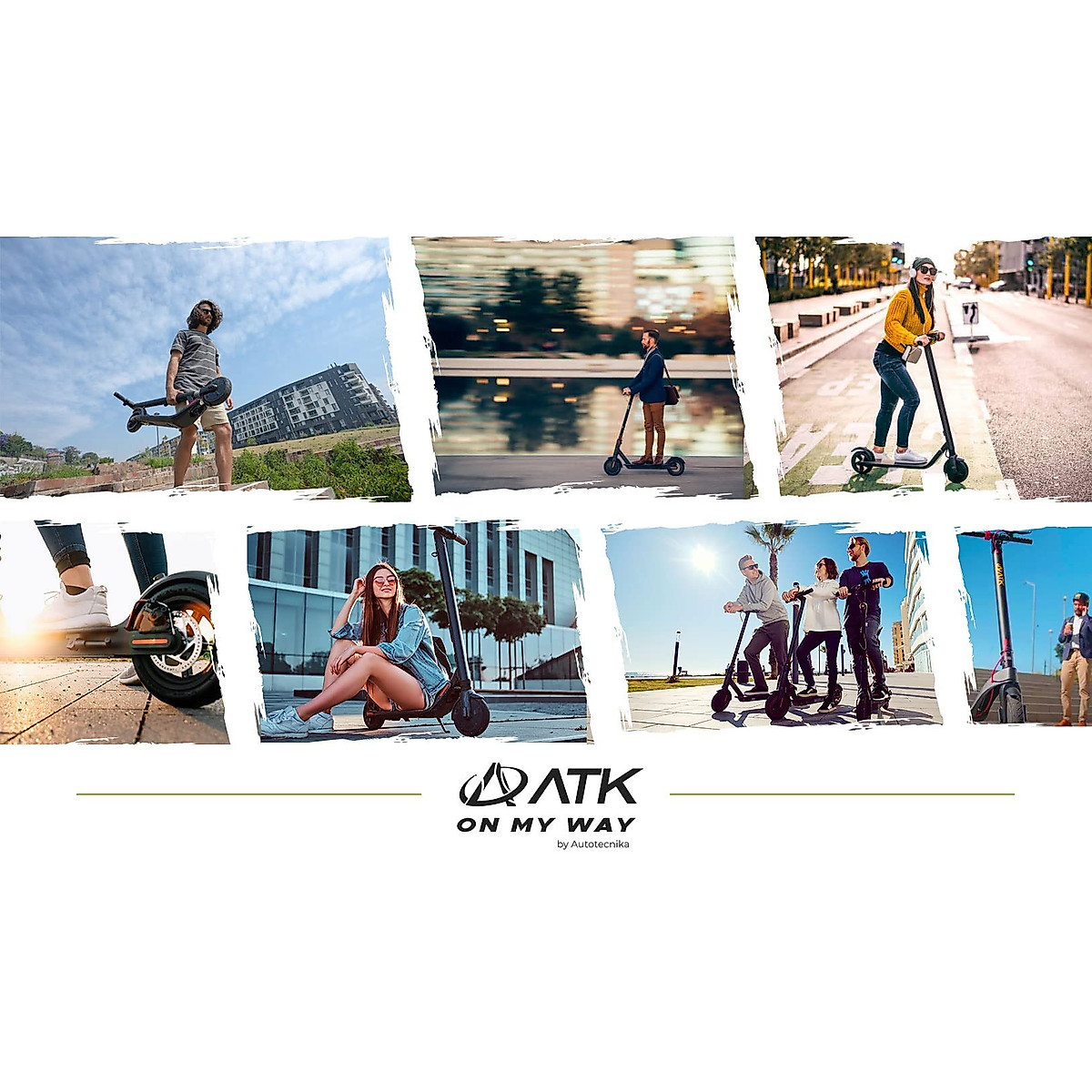 ATK H7 Adults Electric Scooter 16 Mph Speed 350W Powered Motor Commuting Electric Scooter - Foldable with Battery Power - 8.5'' solid front Tire - Up to 16 Miles Range - Water resistance