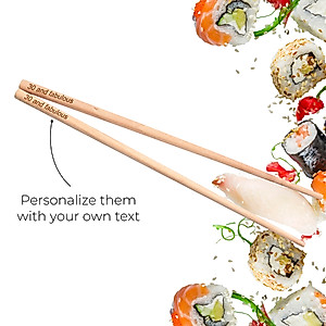 Personalized wooden bamboo chopsticks lot, custom engraved japanese reusable sushi chop sticks bulk, custom reusable chopsticks set for chinese theme wedding & party favors gifts