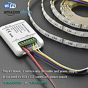 24VDC RGB+CCT 5 Chips in 1 Super Bright LEDs Flexible LED Strip Lights, High CRI 85 Color Changing+Tunable White Non-Waterproof 5050 RGBWW LED Tape Lights, 300LEDs 16.4feet Roll for Home Lighting