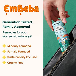 EmBeba Natural Diaper Rash Cream for Baby with Sensitive Skin | Travel Friendly Baby Rash Ointment with Built-in Diaper Balm Stick Roll-On Applicator, All Over Herbal Skin Care, 1 Pack