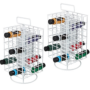 Yaocom 2 Pcs Spinning Paint Organizer Rack 360 Degree Rotating 6 Tier Paint Storage Tower Paint Holder Paint Storage Holder Stand Holds up to 48 (2 oz) Bottles for Art Acrylic Painting, White