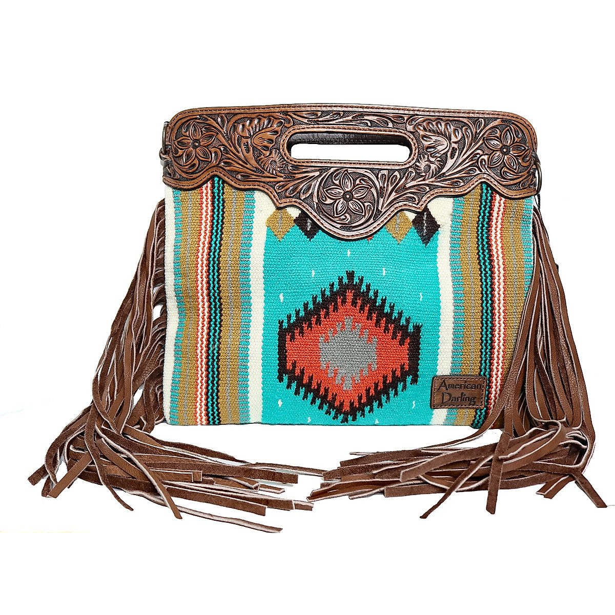 American Darling Aztec Cross Body Bag In Blue Style Number ADBG496E (Turquoise)