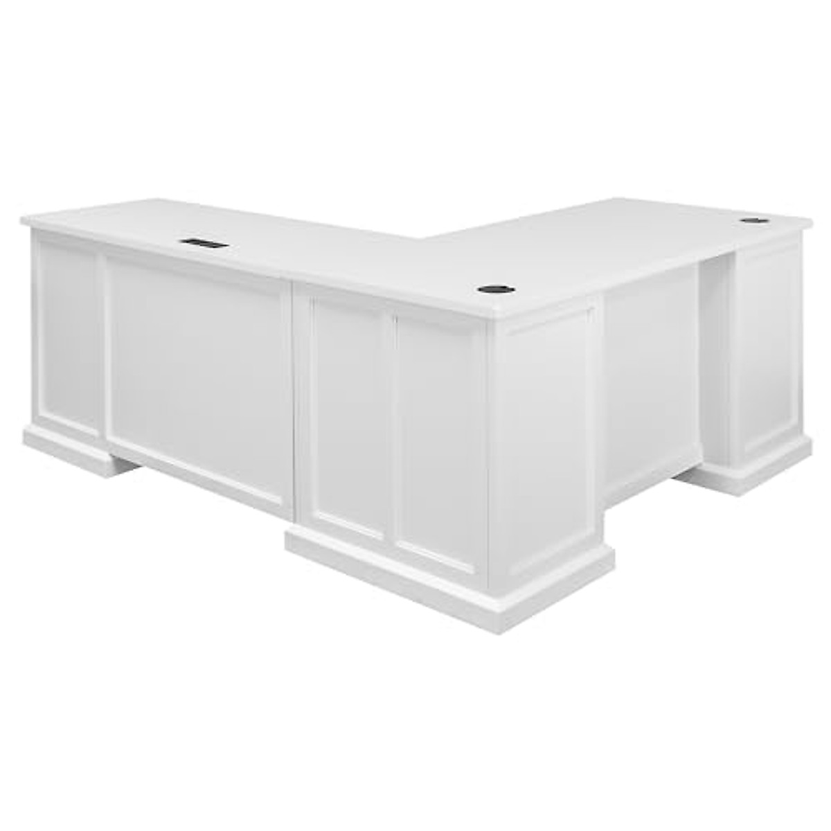 Modern Wood L-Desk & Return Writing Table & Return Office White