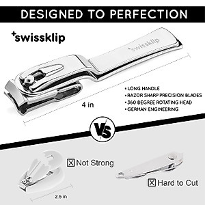 Swissklip Nail Clippers for Men I Well Suited as Finger Nail Clippers Adult I Also Can be Used as Fingernail Clippers for Women I Swissklip Nail Clipprs rate among The Best Nail Clippers (1 Pack)