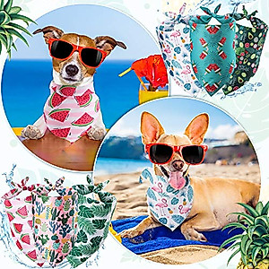 12 Pieces Dog Bandana Scarf Washable Triangular Bibs Pet Adjustable Washable Kerchief Dog Bandana for Small and Large Dogs(Summer Patterns)