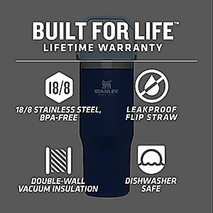 Stanley IceFlow Stainless Steel Tumbler with Straw - Vacuum Insulated Water Bottle for Home, Office or Car - Reusable Cup with Straw Leakproof Flip - Cold for 12 Hours or Iced for 2 Days (Lapis)