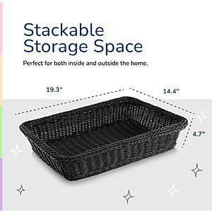 Colorbasket Rectangular Thick Trim Storage Basket, Large, Black