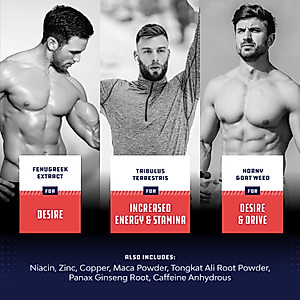 Natural Halal Male Enhancement Supplement for Increased Energy and Drive with Pure Maca Root Fenugreek Extract and Tongkat Ali Powder Best Stamina Booster