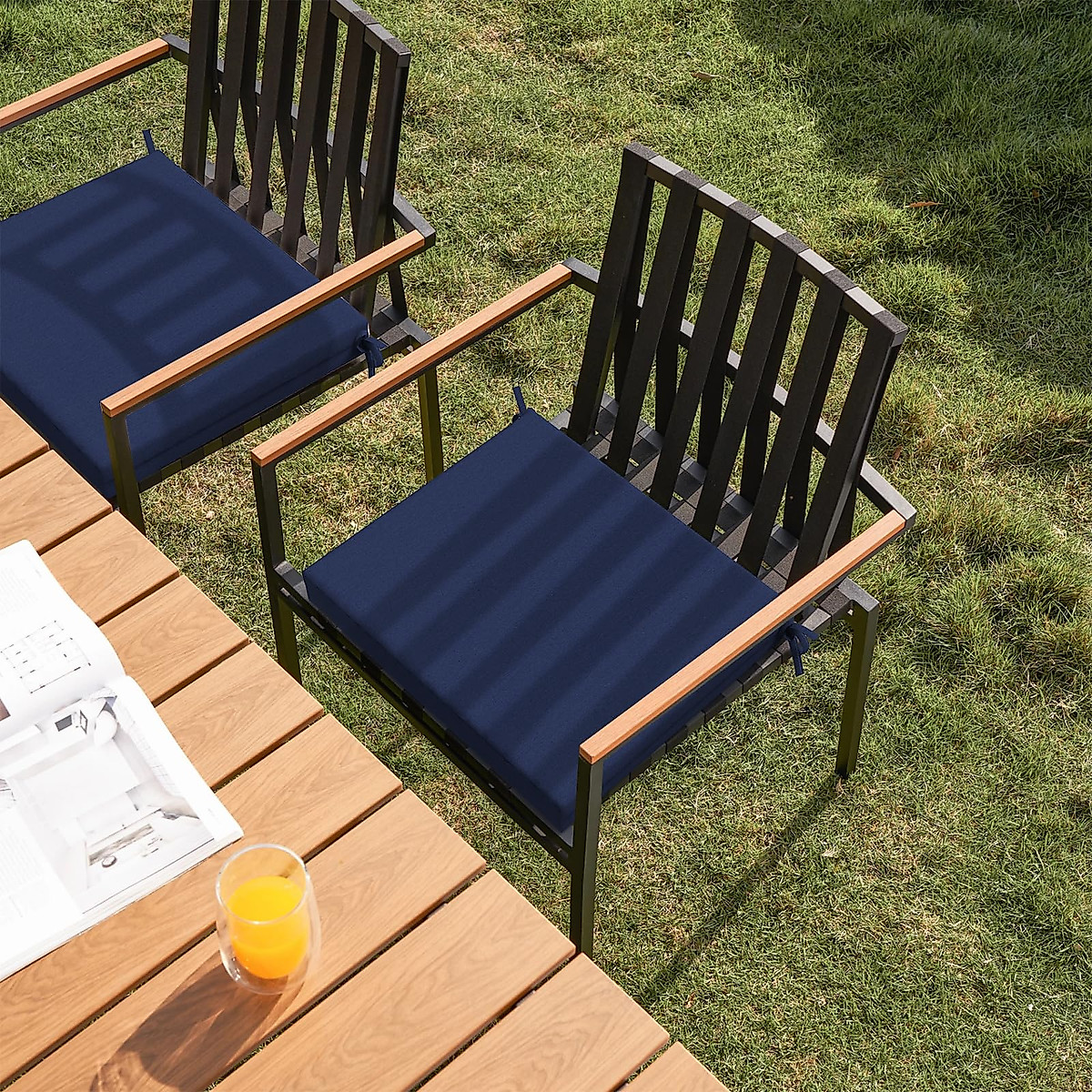 DYTXIII Set of 4 Outdoor Square Chair Cushions 18.5"x16"x2" for Patio, Water Resistant Patio Dining Seat Pads Replacement for Kitchen Garden and Outdoor Furniture Decoration - Navy Blue