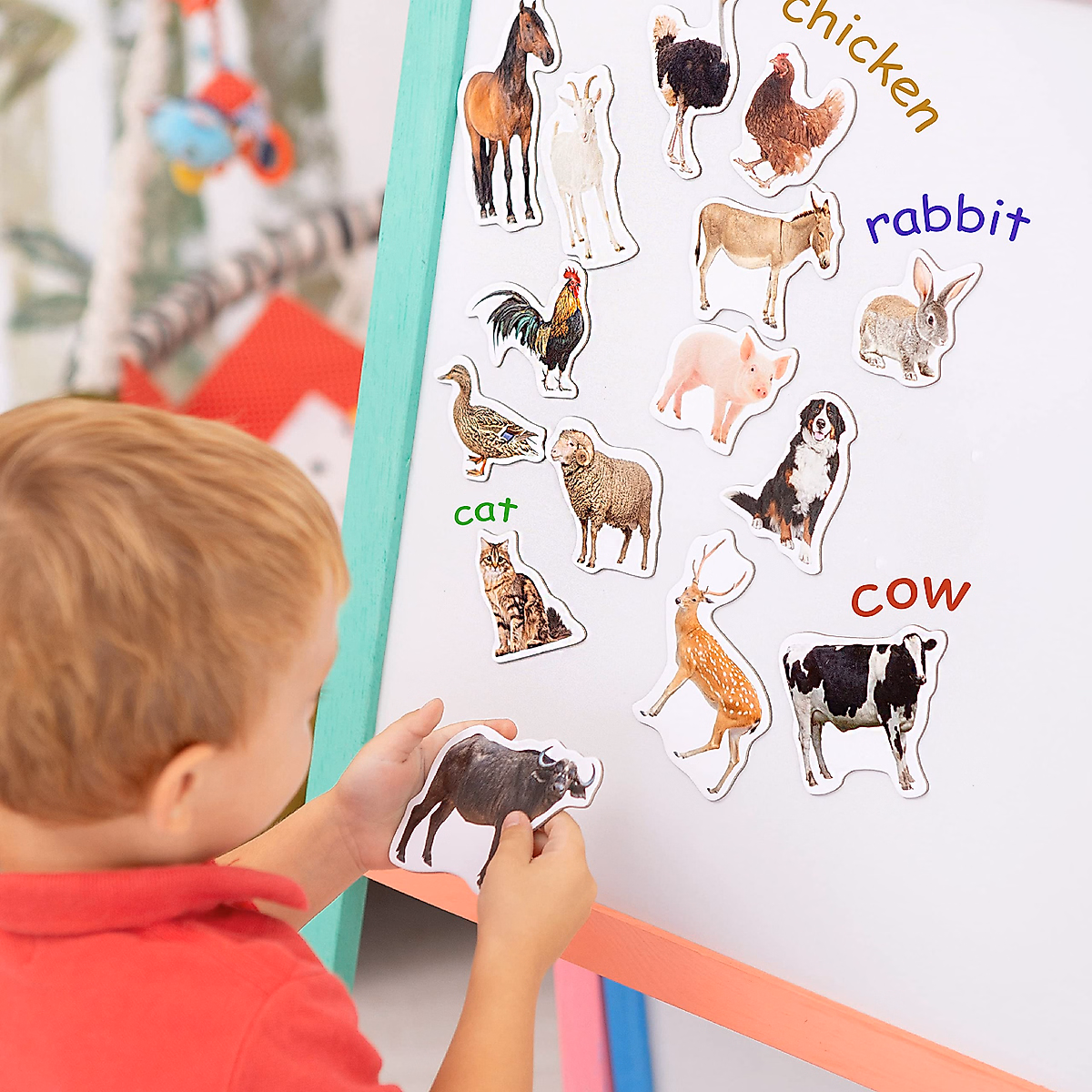 16 Fridge Magnets for Toddlers Magdum - Farm Photo Kids Magnets for Fridge - Toddler Magnets for Refrigerator - Magnetic Animals - Fridge Magnets for Kids - Animal Magnets - Toddler Fridge Magnets