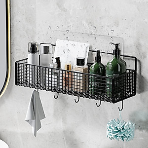 Prasacco 8 Pcs Adhesive Hooks Strong Shower Shelf Hooks Double Claw Wall Hooks Sticker Hooks for Shower Caddy Basket Kitchen Bathroom