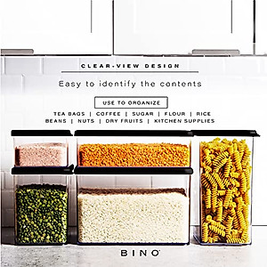 BINO | Food Storage Containers, 1.9 Qt/1.78 Liter, Black - 12 Pack | THE SNAP COLLECTION | Airtight Food Storage Containers with Lids | Pantry Organization | BPA-Free | Containers for Organizing