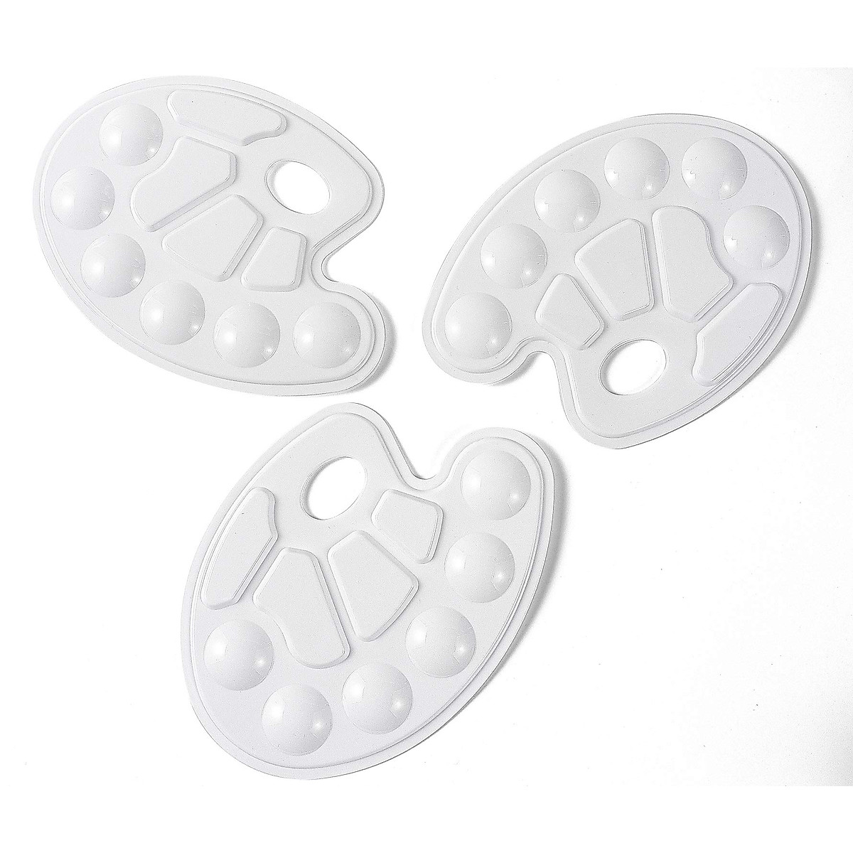 BOOMIBOO Paint Tray Palettes Plastic Pallets with Thumb Hole for Kids,Adults,Students to Acrylic Oil Watercolor Craft Supplies DIY Art Painting,3 pcs