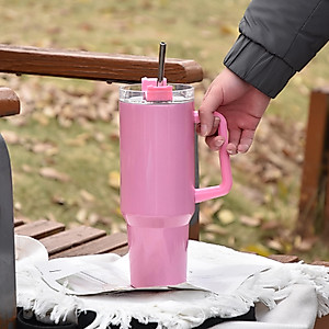 AGH 4 Pack 40 oz Sublimation Shimmer Green Pink Red Purple Tumbler with Stainless Steel Straw and Lid, Insulated Double Wall Vacuum Reusable Cups with Handle