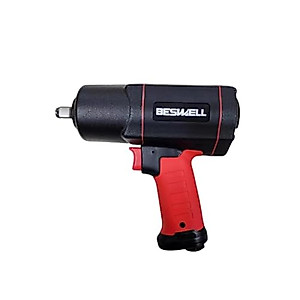 BESWELL BW-112K-1645 Ft.lbs Max Loosen Torque 1/2" Heavy Duty Twin Hammer Air Impact Wrench,Pneumatic Impact Gun,For Truck Tire,Auto garage,Tire shop