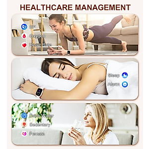 Smart Watch for Women (Answer/Make Call), 1.85" Fitness Tracker with Heart Rate Sleep SpO2 Monitor Pedometer 20 Sport Modes Voice, Waterproof Activity Trackers Smartwatches for iPhone Android Phones