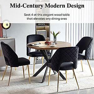 NORDICANA 5-Piece Dining Table Set for 4 - Space Saving 37-Inch Round Table and Chairs, 4 Seaters Dining Set with Upholstered Dining Chairs (Black)