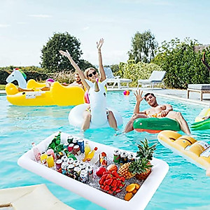 Kurala Inflatable Serving Bar Salad Ice Tray Food Drink Containers 4 PACK, Inflatable Party Cooler Blow Up Food Chiller, Inflatable Ice Bar