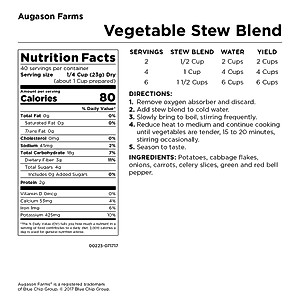 Augason Farms Vegetable Stew Blend 2 lbs 0.5 oz No. 10 Can & Butter Powder 2 lbs 4 oz No. 10 Can