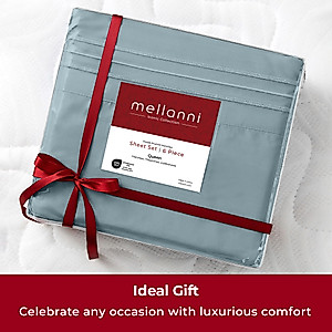 Mellanni Full Sheet Set - 6-Piece Iconic Collection Bedding, (Including 4 Pillowcases), 16-Inch Deep Pocket, Easy Care, Extra Soft, Cooling Sheets, Brushed Microfiber - Spa Blue